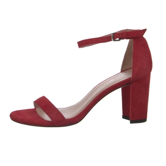 Stuart Weitzman | Shoes | Stuart Weitzman Red Suede Annkle Strap Open ...